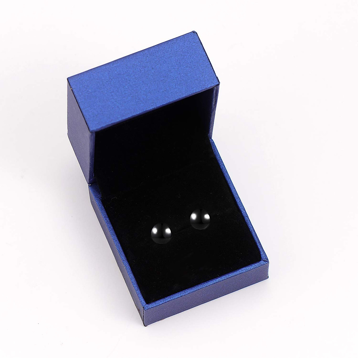 Black Stud Earrings 925 Sterling Silver Dot Studs 3mm-8mm Options, Flat Round Disc Earring Hypoallergenic Jewelry (8mm)