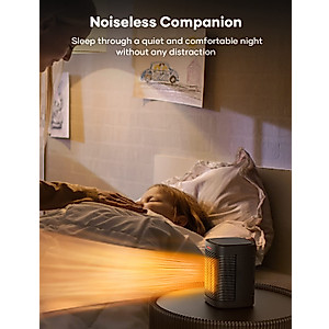 500W PTC Small Ceramic Electric Heater, Portable Electric Space Heater with One-Click, Fast Safety Heating, Overheating and Tip-Over Protection, Mini Space Heater for Indoor Use Office Bedroom