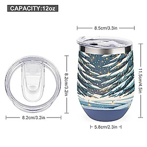 WYUSPGK 304 Stainless Steel Insulated Cup, Winter Pine Plants Print Smooth Rim, Durable & Reusable - Perfect for Office, Home, And Travel