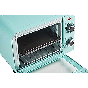 Elite Gourmet Americana ETO1200BL# Vintage Diner 50’s Retro Countertop Toaster Oven, 1300W, Bake, Broil, Toast, with Temperature Control & Adjustable 60-Minute Timer, Fits 9” Pizza, 4 Slice
