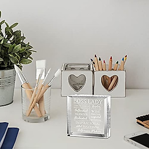 Yalikop Gifts for Women Acrylic Desk Boss Lady Office Decor Inspirational Quotes Boss Appreciation Keepsake And Paperweight for Birthday Christmas Gift(White, Classic Style)