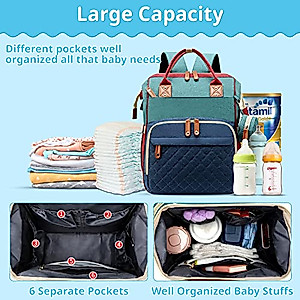 PHEENOWL Diaper Bag Backpack, Waterproof Portable Travel Backpack Tissue Pocket Changing Pad Newborn Baby Essential Baby Bags (Multicolor)