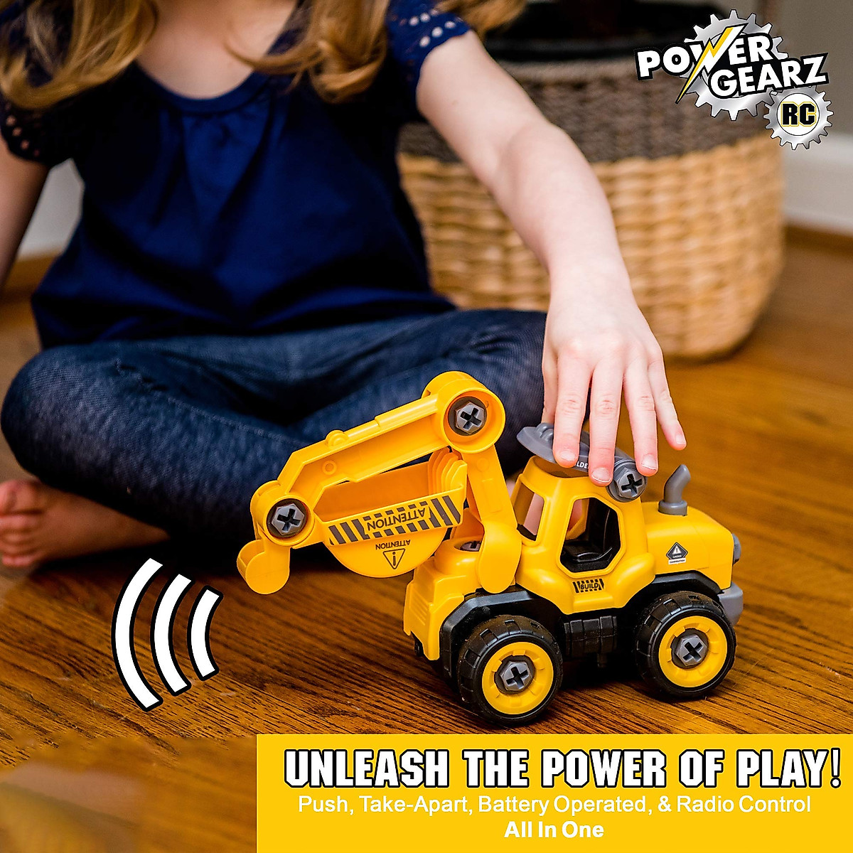 Flybar Remote Control Take Apart Dump Truck – Take Apart Toys with Electric Drill - DIY Assembly with Realistic Sounds, Age 3 and Up – by Power Gearz