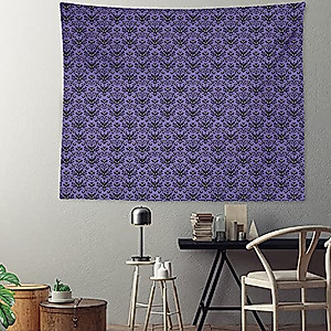 KULUSSY Funny Horror Tapestry Wall Hanging Halloween Haunted Mansion Mystic Skull Grim Ghosts Wall Decor Art Black and Purple Tapestries Aesthetic for Bedroom Living Room College Dorm (60x50 Inches