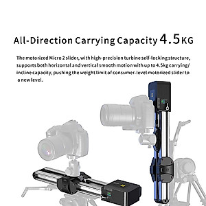 Zeapon Motorized Micro 2 Camera Slider, Travel Distance 52cm/20in, 4.5KG All-Direction Carrying Capacity, 39 Decibels Motor, 3 Adjustable Speeds, Power-Off Protection, APP Supported Android & iOS