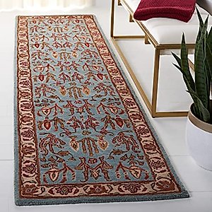 SAFAVIEH Heritage Collection 2'6" x 6' Blue/Ivory HG735A Handmade Traditional Oriental Premium Wool Runner Rug