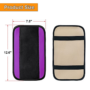 8sanlione Car Center Console Cover, 12.6"x7.5" PU Leather Car Armrest Cover Universal Waterproof Center Console Pad, Car Accessories Interior Protection for Cars, Vehicles, SUVs (Purple)