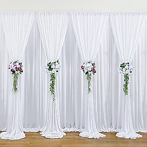 30 ft x 10 ft Wrinkle Free White Backdrop Curtain Panels, Polyester Photography Backdrop Drapes, Wedding Party Home Decoration Supplies