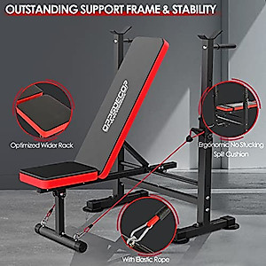 OPPSDECOR 600lbs 6 in 1 Weight Bench Set with Squat Rack Adjustable Workout Bench with Leg Developer Preacher Curl Rack Fitness Strength Training for Home Gym