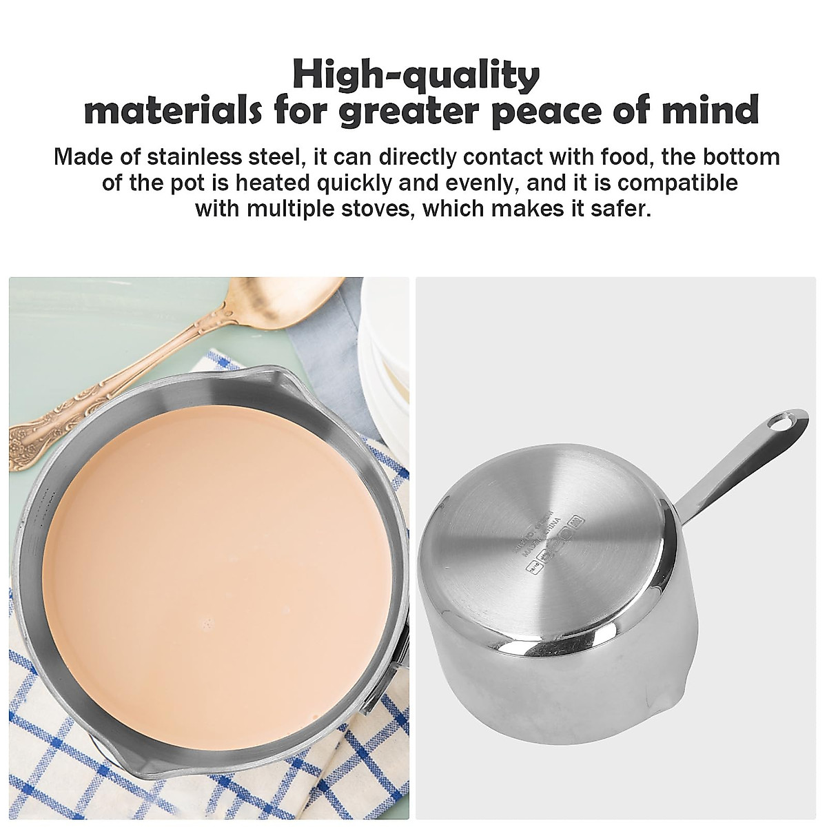 Butter Coffee Milk Warmer Mini Butter Melting Pot, Stainless Steel Hot Milk Pot Chocolate Boiled Sugar Cheese Butter Melting Pot with Dual Pour Spouts