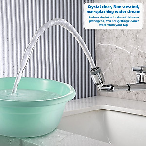 1440° Rotating Faucet Extender(Updated from 1080°), 3-funciton Faucet Aerator, Faucet Attachment with Female/Male Thread for Bathroom or Kitchen, Plastic Faucet Nozzle,Robotic Arm Sink Aerator Chrome