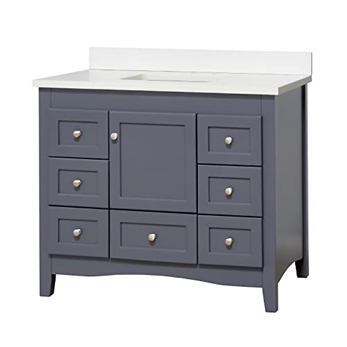 Abbey 42-inch Bathroom Vanity (Quartz/Marine Gray): Includes Marine Gray Cabinet with Stunning Quartz Countertop and White Ceramic Sink
