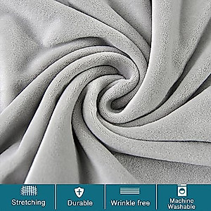 HFCNMY Ottoman Cover Square,Stretch Velvet Square Ottoman Cover Thick Ottoman Slipcover Square Washable Storage Ottoman Cover Foot Stool Cover with Elastic Bottom Light Gray Small