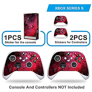 FOTTCZ Vinyl Skin for Xbox Series S Console and Controllers, Sticker Decal Protect Xbox Series S Devices - Red Nebula & Demon Hand