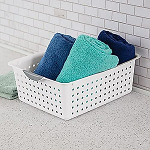 Sterilite Set of Ultra Plastic Storage Bin Baskets with Handles Including 6 Large and 6 Deep Containers for Household Organization, 12 Pack