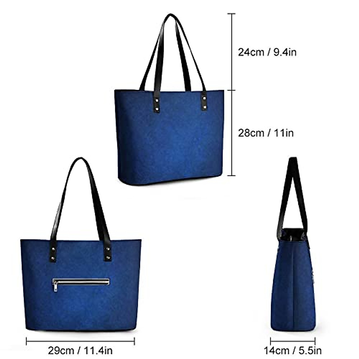 Womens Handbag Blue Leather Tote Bag Top Handle Satchel Bags For Lady