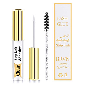 Clear Eyelash Glue for False Lashes,Waterproof Eye Lash Glue Suitable for Sensitive Eyes,Latex-Free,Super Strong Hold Lash Adhesive 0.176oz(Clear)