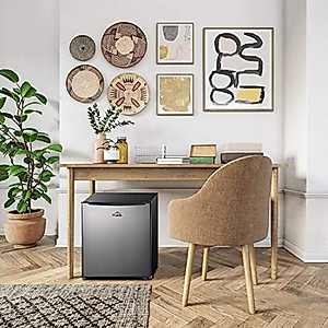 Walsh WSR17S5 Compact Refrigerator, 1.7 Cu.Ft Single Door Fridge, Adjustable Mechanical Thermostat with Chiller, Reversible Doors, Stainless Steel Look