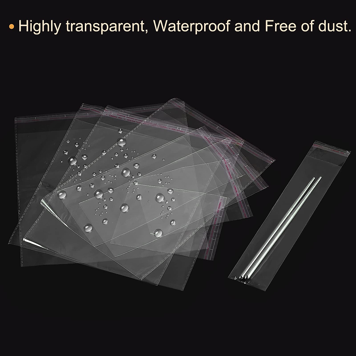 uxcell 100Pcs Clear Cello Bags, 13.7"x 13.7" Plastic Self Sealing OPP Cello Treat Bags Cello Poly Bags for Packing Cookies Candy Jewelry Gifts, Clear