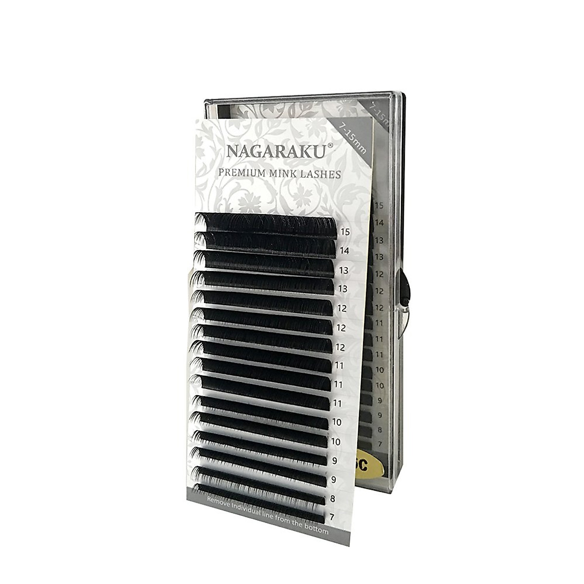 NAGARAKU Eyelash Extensions Individual Lashes 0.05mm J curl 7-15mm Mix Tray Classic Matte Black Soft Natural Faux Mink 16 rows