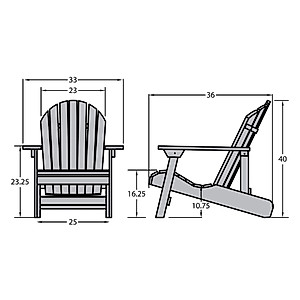Highwood AD-KING1-ACE Hamilton Folding and Reclining King Size Adirondack Chair, Weathered Acorn