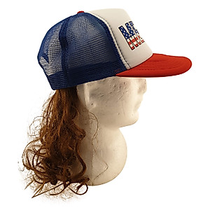 HandinHandCreations USA Mullet Hat Brown Wig Merica Redneck 4th of July All American Costume One Size Fits All - Cotton Hat