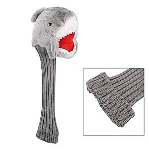 MAGT Golf Head Cover, Shark Head Golf Club Cover Cute Animal Golf Headcovers for 3 and 5 Wood Driver (14.6 * 7.1 * 4.3 Inch)