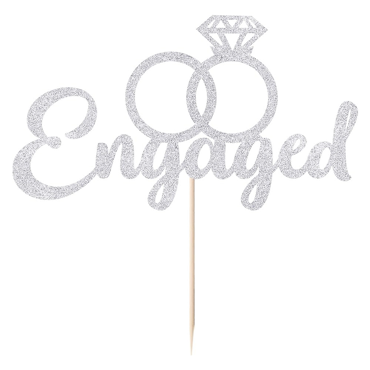 AROKIPPRY Engaged Cake Topper Wedding Cake Toppers, Engagement, Wedding Reception, Wedding Cake Decoration (silver)