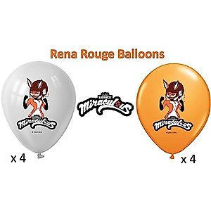 Vision Licensed Miraculous Ladybug Rena Rouge 12" Party Supplies Balloons 16 Pcs | Assorted Colors Premium Latex for Miraculous Birthday Theme Party
