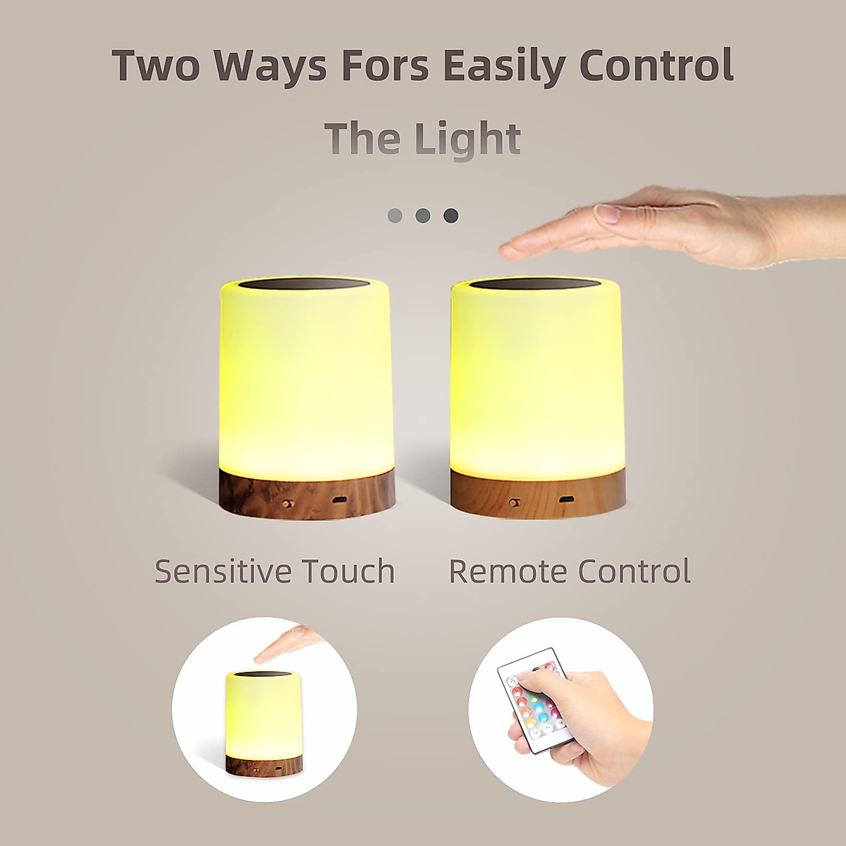 TLAOTNIY Night Light Touch Sensor Lamp,Soft Eye Bedside Table Lamp, Dimmable Warm White Light & 13 Color Changing RGB for Kids Bedroom/Room/Dorm (120mm-Silver)