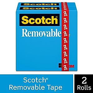Scotch - 8112PK Removable Tape, 3/4 in x 1,296 in, 2 Boxes/Pack, Post-it Technology (811-2PK)