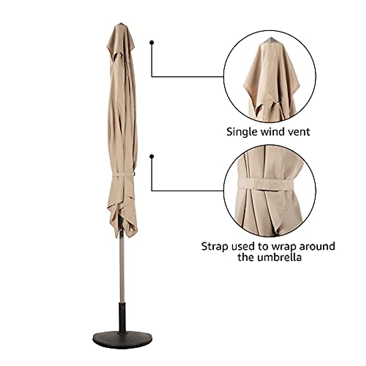 COBANA 7.5’by 4’Half Rectangular Outdoor Patio Umbrella for Patio, Balcony, Garden, Deck, Beige