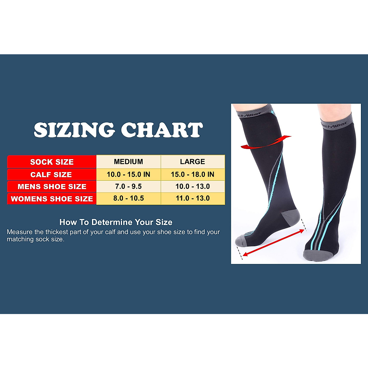 Doc Miller Compression Socks for Running, 20-30mmHg Medical Graduated Compression Socks for Women Men, Nurses, Travel, Pregnancy and Recovery, 1 Pair