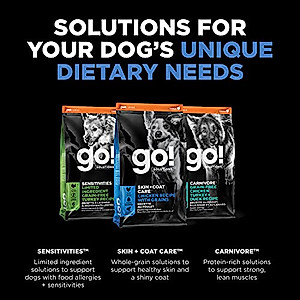 Go! Solutions Skin + Coat Care, Dry Dog Food, Chicken Recipe with Grains, 3.5 lb Bag