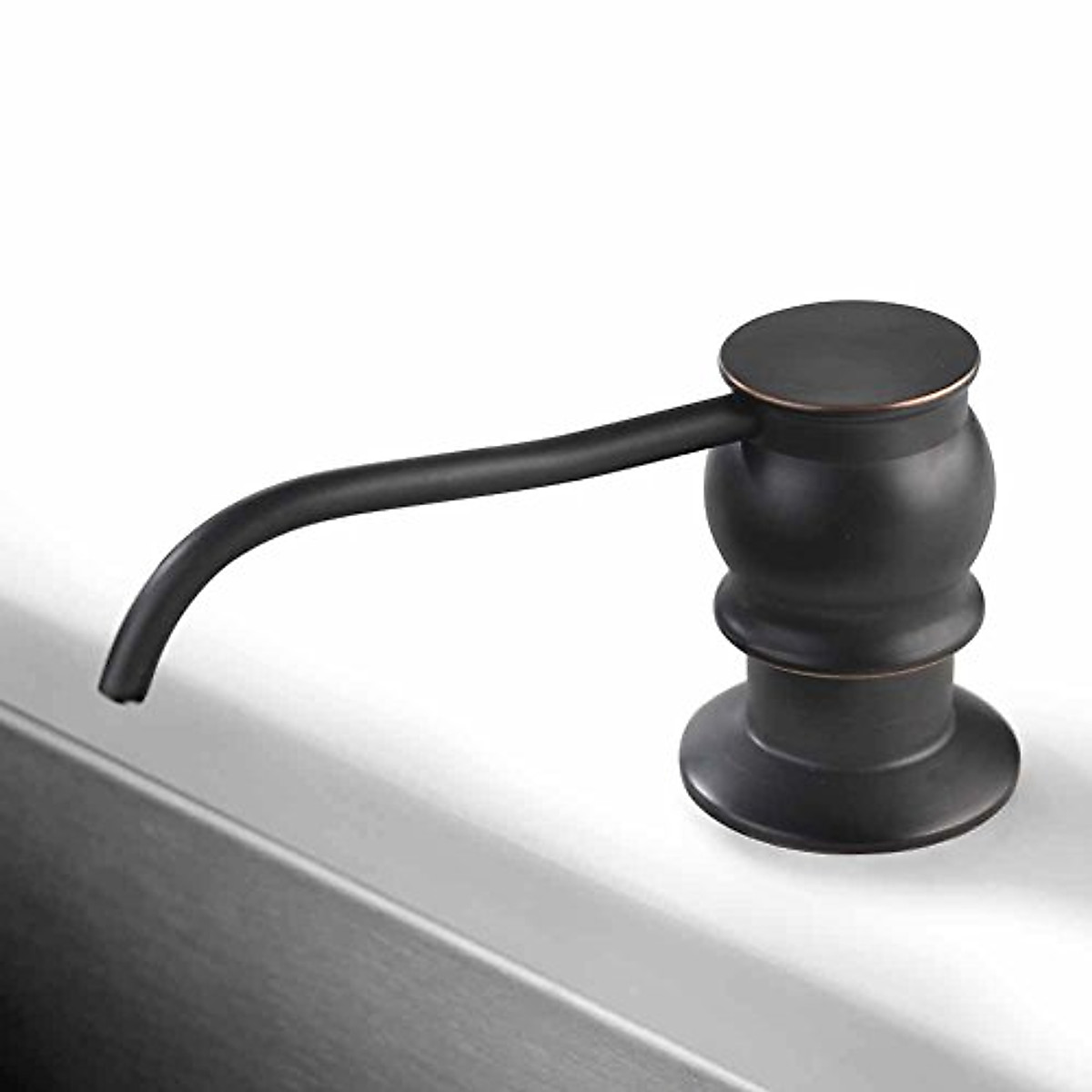 GICASA Brass Kitchen Soap Dispenser, Oil Rubbed Bronze in Sink Liquid Dish Soap Dispenser with High Capacity 320ML ABS Bottle, Under Sink Hand Metal Dispenser Pump