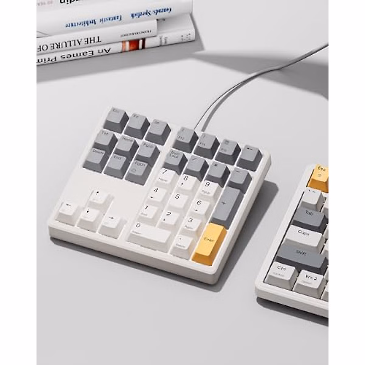 FJÄDRAR Mechanical Number Pad, 34 Key Hot Swappable Numpad with Gateron Brown Switches, USB Wired Numeric Keypad with PBT Keycaps White Backlit Number Pad for Laptop, MacBook,PC Desktop