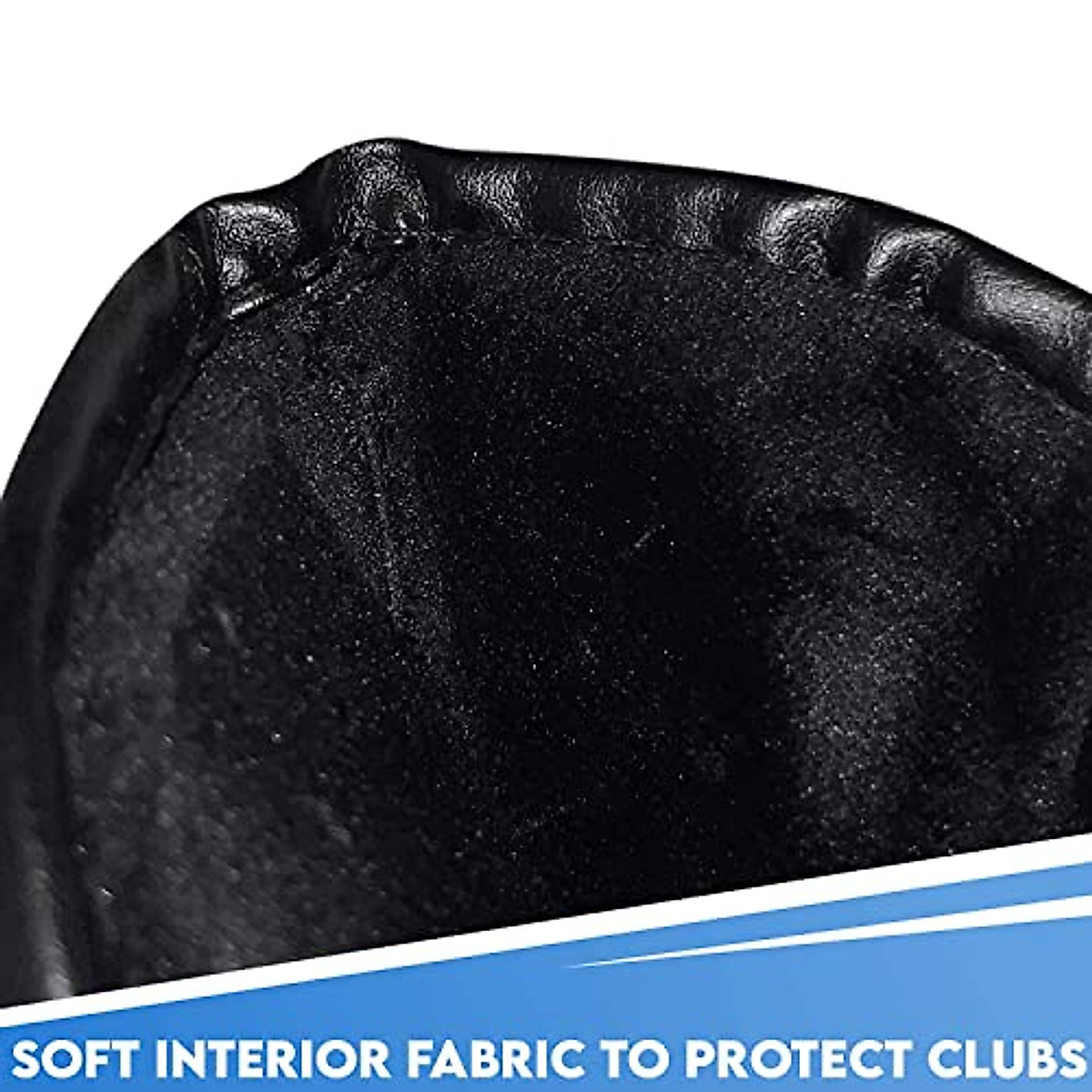 All Teed Up Premium Magnetic Leather Iron and Wedge Golf Club Head Covers | Set of 10 | Fits Most Clubs | Embroidered Club Label on Both Sides of Club Head Cover