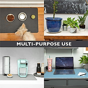 Ilyapa Office Desk Pad, Dual Sided Gray & Light Blue - 36 x 17 Inch Leather Style Full Desk Mouse Pad, Easy Clean Non Slip Computer Desk Mat for Home or Office