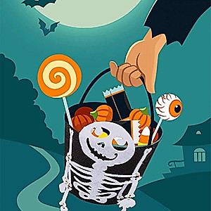 6 Piece Trick or Treat Bucket, Halloween Treat Bags, Non-Toxic Halloween Party Supplies for Kids, Boys and Girls