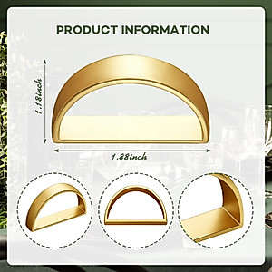 Stainless Steel Napkin Rings Metal Napkin Ring Holders Modern Ring Holder Serviette Buckles Metallic Adornment for Table Settings Kitchen Dinner Party Wedding (Matte Gold Semicircle,20 Pcs)