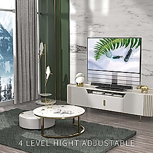 Universal Swivel TV Stand/Base Table Top TV Stand for 19 to 43 inch TVs with 90 Degree Swivel, 4 Level Height Adjustable, Heavy Duty Tempered Glass Base, Holds up to 99LBS HT02B-001