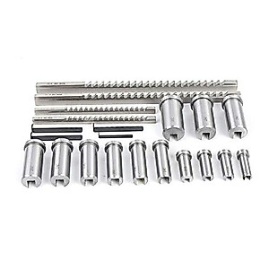 22Pcs Keyway Broach Sets, Industrial Tools for Lathe, Metric Size 4mm B1, 5mmB1, 6mm C, 8mmC Broaches, 13pcs Bushings and 5pcs Shims Metalworking Tool (22Pcs)