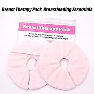 Breast Therapy Ice Packs, Hot and Cold Breast Pads, Breastfeeding Essentials Large Gel Bead Packs for Moms, 2 Pack (2 Ice Pack +2 Cover(Pink))