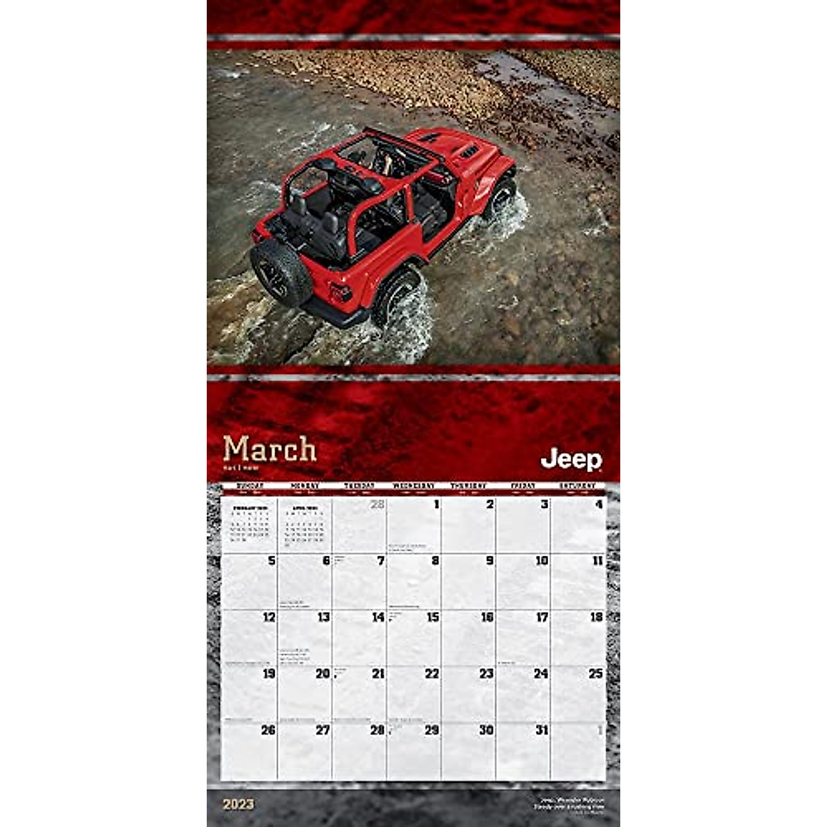 Jeep | 2023 OFFICIAL 12 x 24 Inch Monthly Square Wall Calendar | BrownTrout | Offroad Motor Car