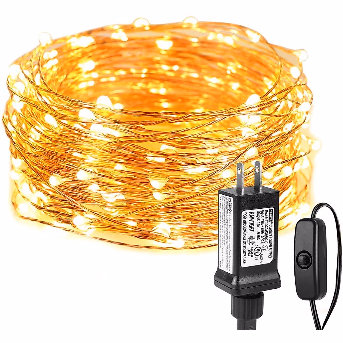 Lighting EVER Fairy Lights Plug in, 33ft 100 LED String Lights for Bedroom, Warm White Copper Wire Lights, Waterproof Indoor Outdoor Decorative Fairy Lights for Patio, Garden, Balcony, Vases, Craft