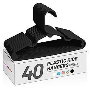 HOUSE DAY Kids Hangers 40 Pack, Premium Baby Hangers for Closet, Slim Plastic Hangers Cute Infant Hangers, Durable Kids Clothes Hanger Toddler Hangers, Childrens Hangers Baby Hangers for Nursery Black