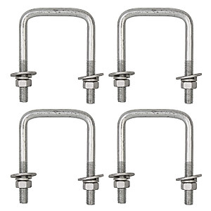 KUAFU Universal U-Bolts for Boat Trailer Square Steel 1/2" Dia X 3 1/16" X 4 5/16" 4Pcs