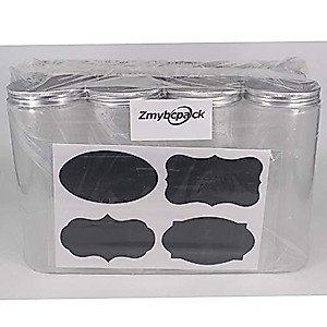 zmybcpack 8 Pack 20 oz (600 ml) Clear Straight Cylinders Plastic Storage Jars- Wide Opening Tubs with Aluminum Lids - BPA Free PET Container Home & Kitchen Storage of Dry Goods, Peanut, Candy