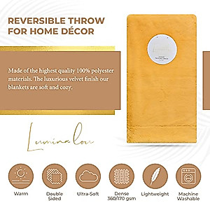 Faux Fur Throw Blanket - Warm & Cozy Throw Blanket for Couch, Bed, Sofa - Gold/Mustard Throw Blanket for Home Décor - Double Sided, Ultra Soft Throw Blanket