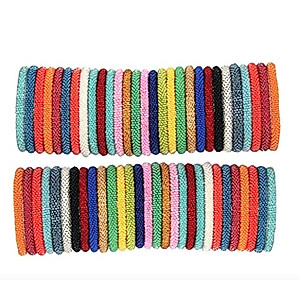 goldenlines Solid Random Mix of 12 Crochet Glass Seed Bead Bracelet Crochet Bracelet, Nepal Bracelet (1 dozen)